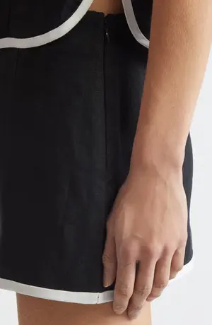 TANNER FLETCHER Paula Linen Bow Miniskirt