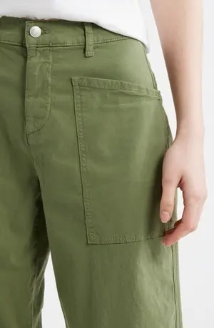 Frank & Eileen Bray Barrel Leg Cotton Twill Pants - Olive