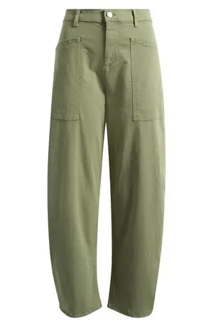 Frank & Eileen Bray Barrel Leg Cotton Twill Pants - Olive