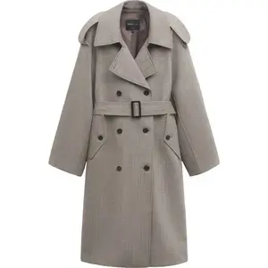 Mango Wool Double-breasted Trench Coat
