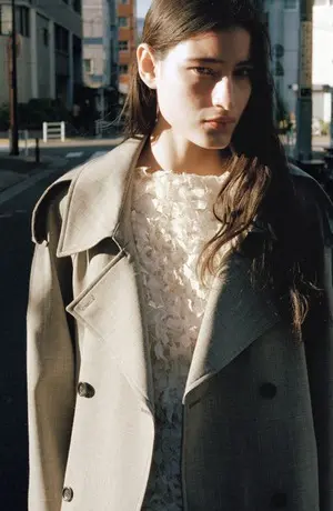 Mango Wool Double-breasted Trench Coat