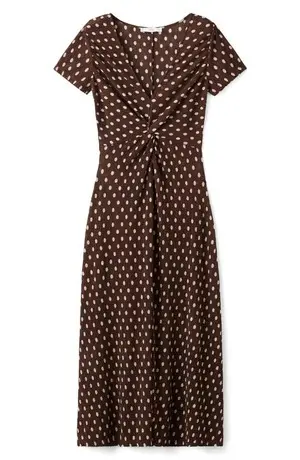 Mango Printed Midi Dress - Brown