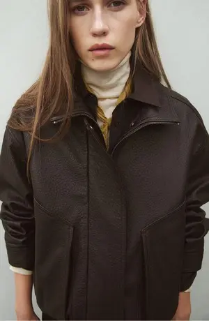 Mango Oversized Leather Jacket