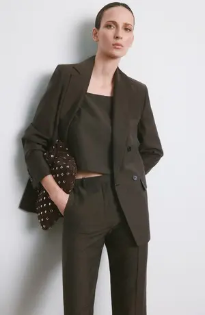 Mango Lyocell Blend Straight Leg Trousers
