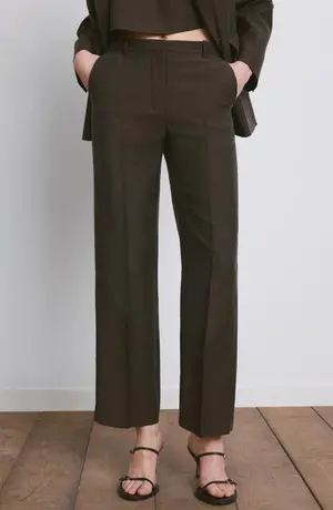 Mango Lyocell Blend Straight Leg Trousers