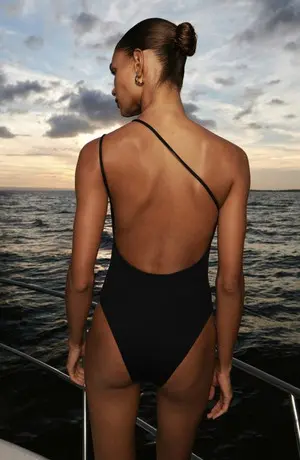 Mango Asymmetric O-ring One-piece Swimsuit - Black