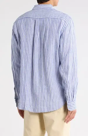 Madewell Linen & Organic Cotton Button-up Shirt - Blue Stripe