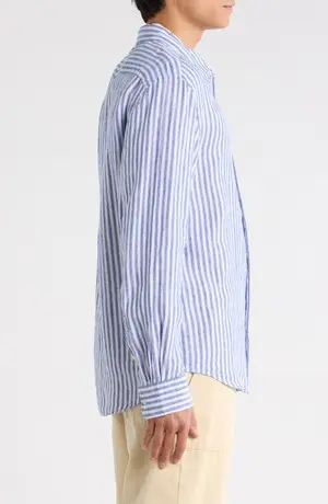 Madewell Linen & Organic Cotton Button-up Shirt - Blue Stripe