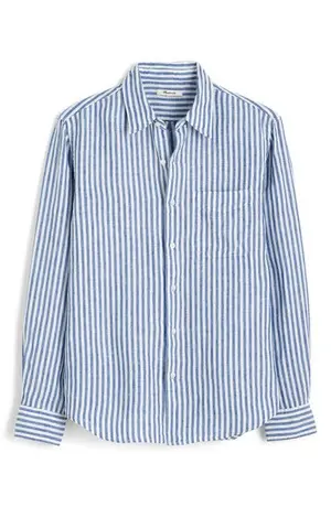 Madewell Linen & Organic Cotton Button-up Shirt - Blue Stripe