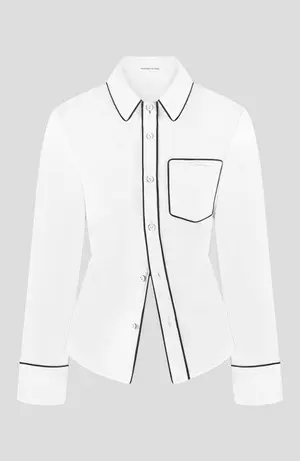 Manière De Voir Contrast Piped Backless Tie Shirt - White/black