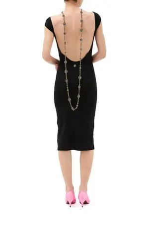 Versace Cotton-blend Sweater Dress With Plunge Back