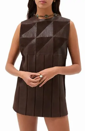 Versace Leather Patchwork Mini Dress - Burnt