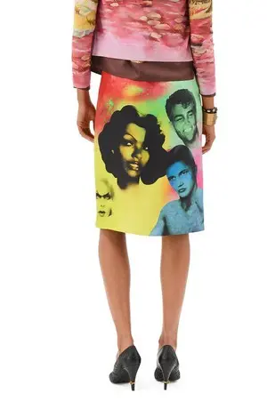 Versace Printed Silk Twill Pencil Skirt