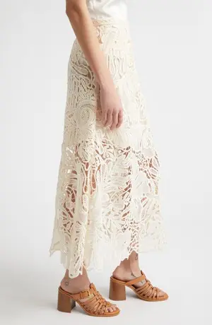 Ulla Johnson Gallina Corded Lace Midi Skirt