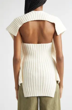 Ossou Greer Cutout Ribbed Cotton Sweater
