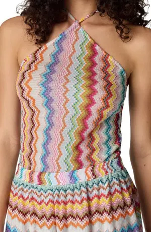 Missoni Short Jumpsuit With Pixel-effect Zigzag Pattern - Multicoloured