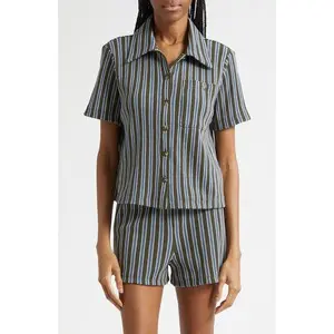Veronica Beard Kyan Stripe Cotton Blend Button-up Shirt