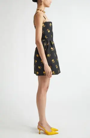 Carolina Herrera Metallic Floral Brocade Bell Shape Minidress