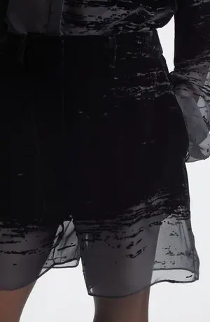 GRACE LING Glitch Devoré Velvet & Sheer Chiffon Shorts