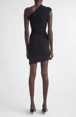 GRACE LING Claw One-shoulder Jersey Minidress - Black