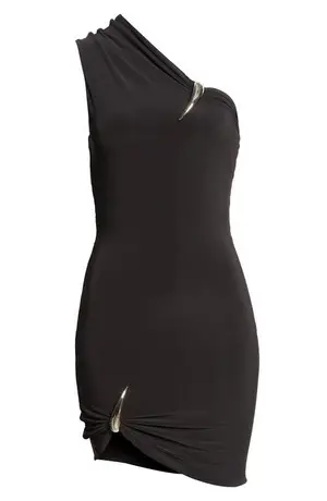 GRACE LING Claw One-shoulder Jersey Minidress - Black