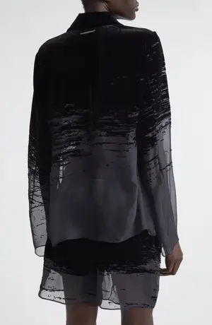 GRACE LING Glitch Devoré Velvet & Sheer Chiffon Shirt