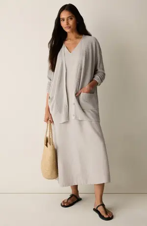Eileen Fisher Organic Linen And Cotton Knit Cardigan