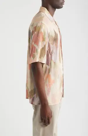 WAX LONDON Didcot Corrigated Floral Camp Shirt - Pastel Multi