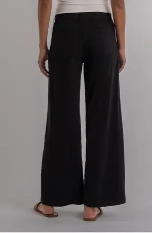 Kut From The Kloth High Waist Wide Leg Linen Blend Pants - Black