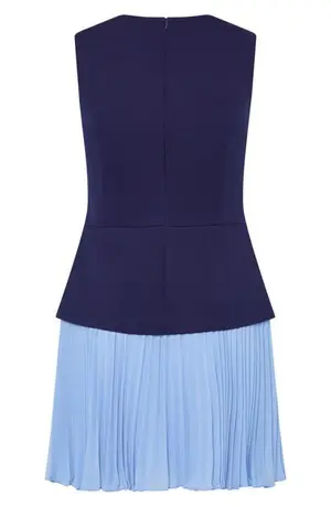 MILLY Haddy Colorblock Pleated Minidress - Navy