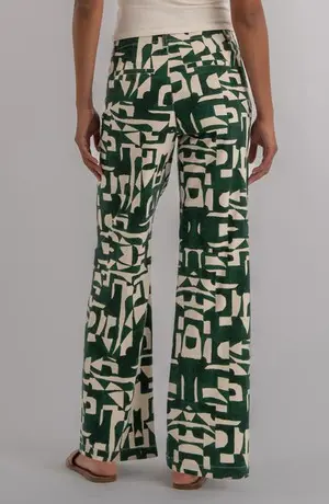Kut From The Kloth Printed High-waist Wide-leg Pants - Forest Olive