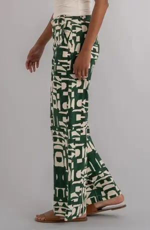 Kut From The Kloth Printed High-waist Wide-leg Pants - Forest Olive
