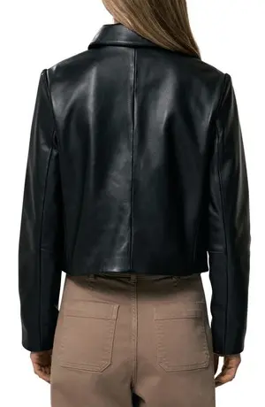 REISS Drew Leather Jacket - Black