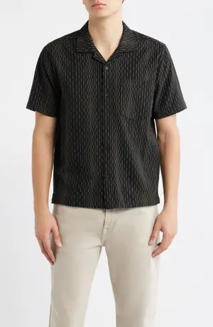 PERCIVAL Leland Stripe Camp Shirt - Black