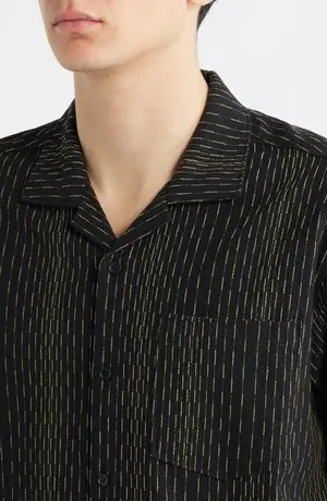 PERCIVAL Leland Stripe Camp Shirt - Black