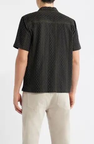 PERCIVAL Leland Stripe Camp Shirt - Black