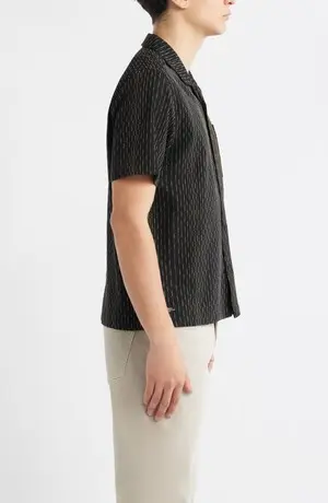 PERCIVAL Leland Stripe Camp Shirt - Black