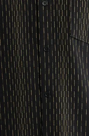 PERCIVAL Leland Stripe Camp Shirt - Black
