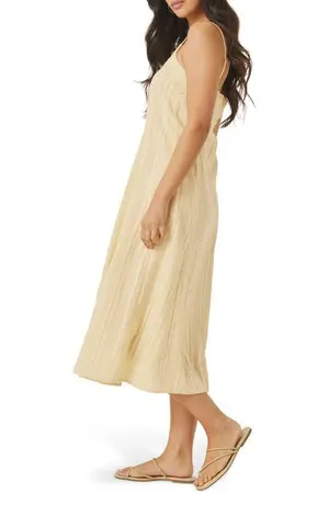 Splendid Meadow Embroidered Cotton Midi Sundress - Honeysuckle Beige