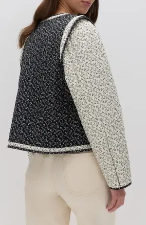 PER UNA BY M&S Mono Print Quilted Crop Jacket