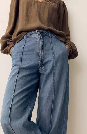 PER UNA BY M&S Floppy Pintuck Wide Leg Jeans