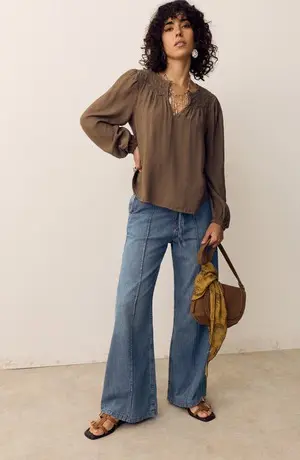 PER UNA BY M&S Floppy Pintuck Wide Leg Jeans