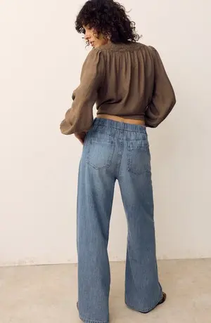 PER UNA BY M&S Floppy Pintuck Wide Leg Jeans