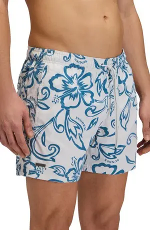 Sundek Printed Swim Trunks - Ghost