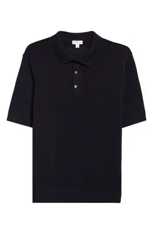 Sunspel Cotton Mesh Polo - Navy