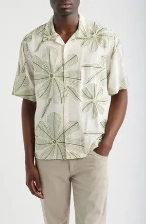 CORRIDOR Floral Appliqué Camp Shirt