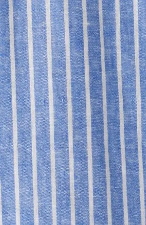 CORRIDOR Stripe Linen & Cotton Camp Shirt - Blue