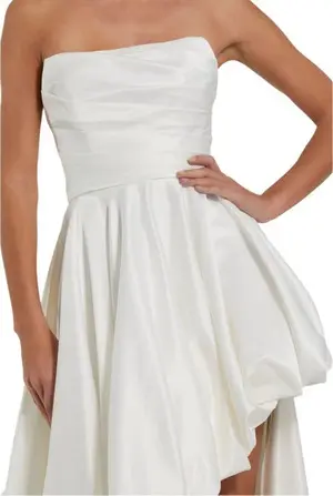 Mac Duggal Strapless High-low Satin Gown - White