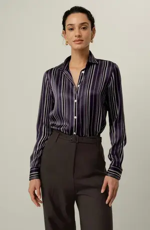 Lilysilk Striped Silk Charmeuse Shirt