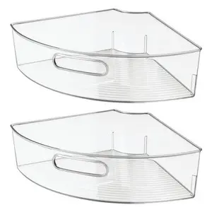 IDESIGN Lazy Susan 1/4 Wedge Bin With Handle, Set Of 2 - Clear